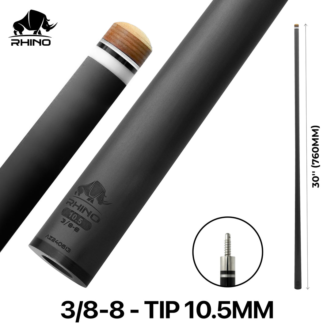 Rhino - 30" / 3/8-8 Carbon Pool Cue Single Shaft – Rhino Billiards