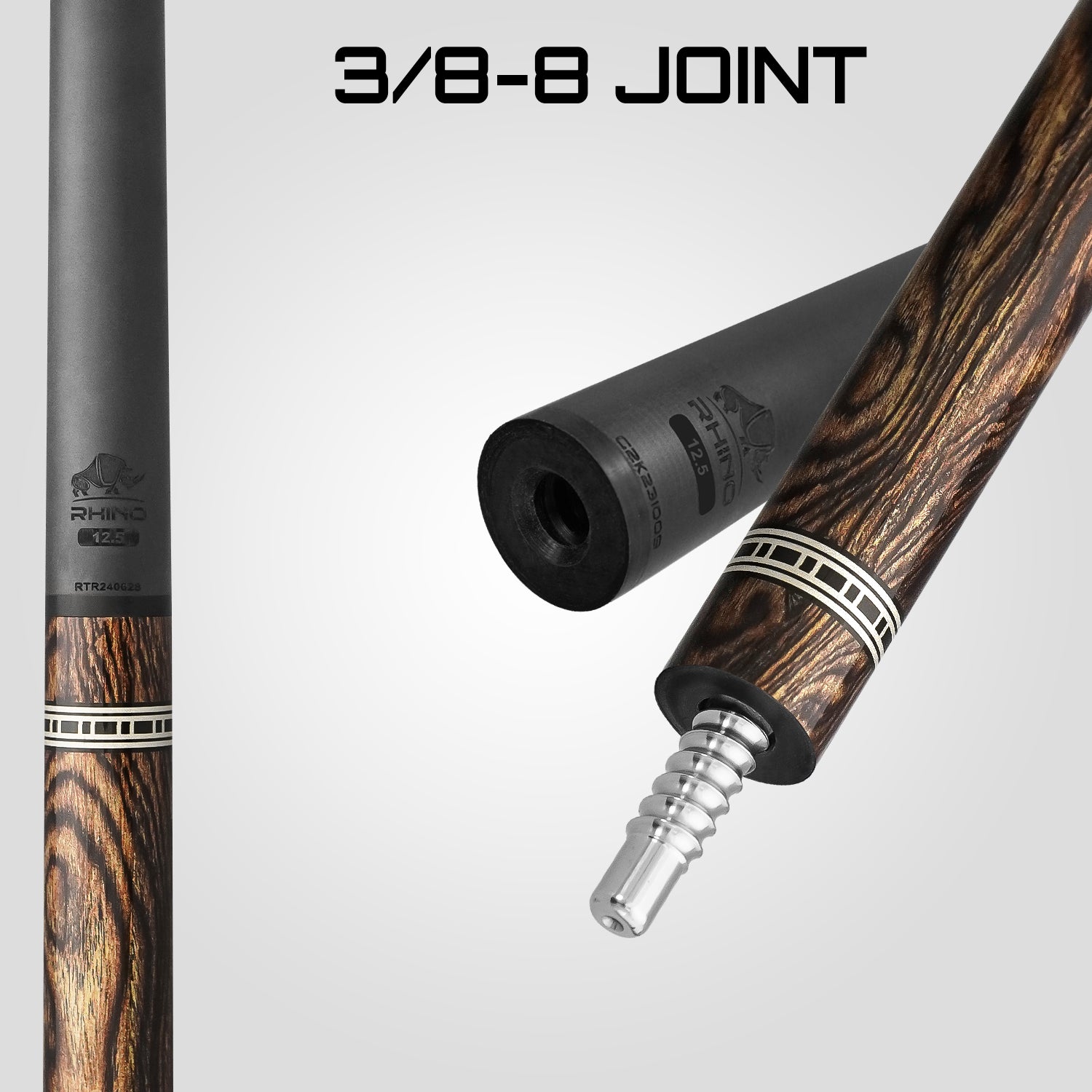 Rhino RETRÔ Pool Cue - Bocote - Crocodile Embossed Microfiber Leather ...