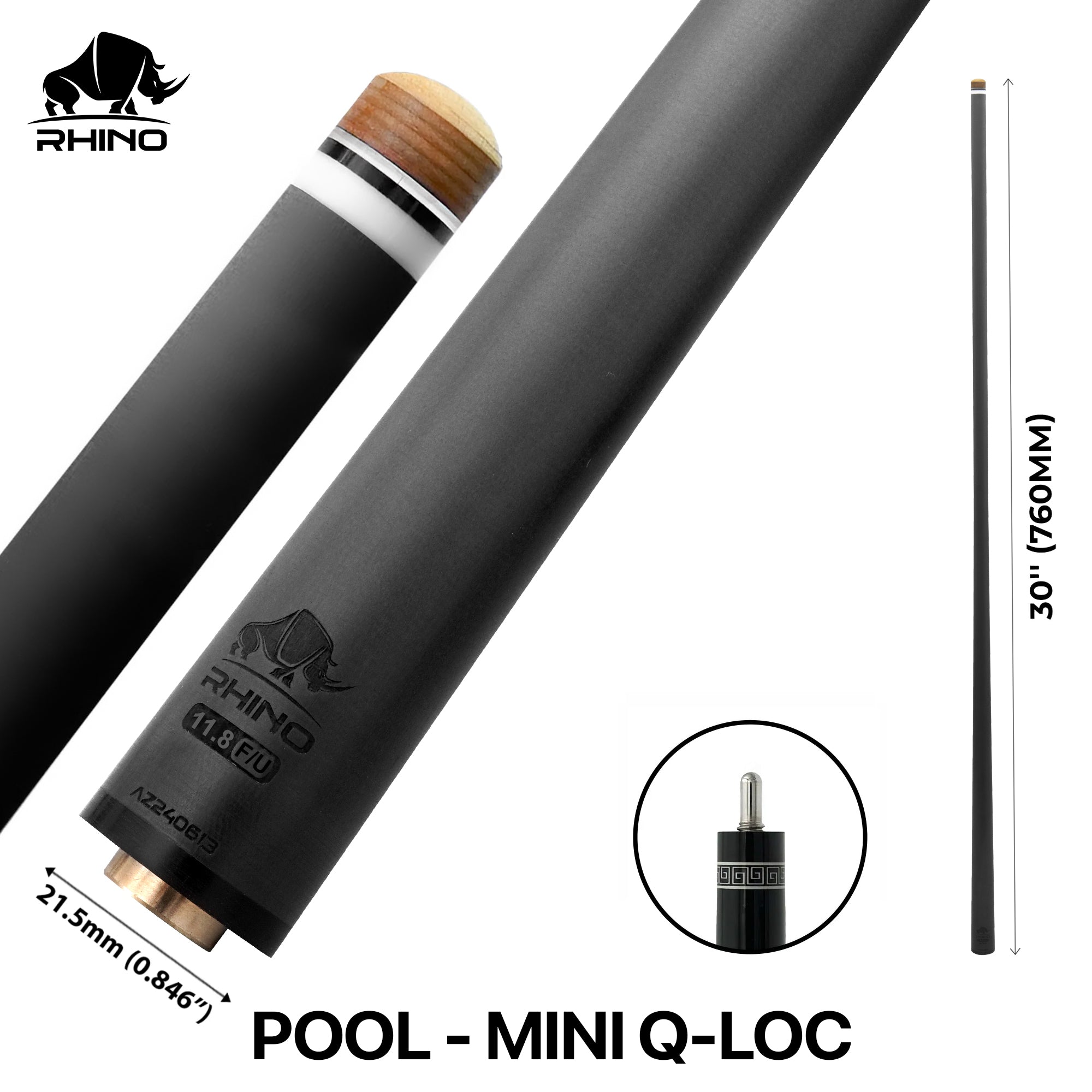 Rhino - 30" / Mini Q-loc F/U Carbon Pool Cue Single Shaft – Rhino Billiards