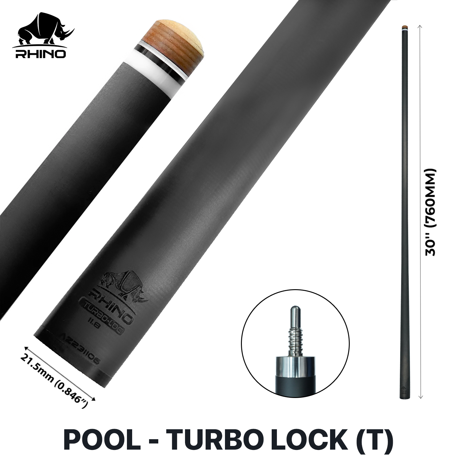Rhino - 30" / Turbo Lock Carbon Pool Cue Single Shaft – Rhino Billiards