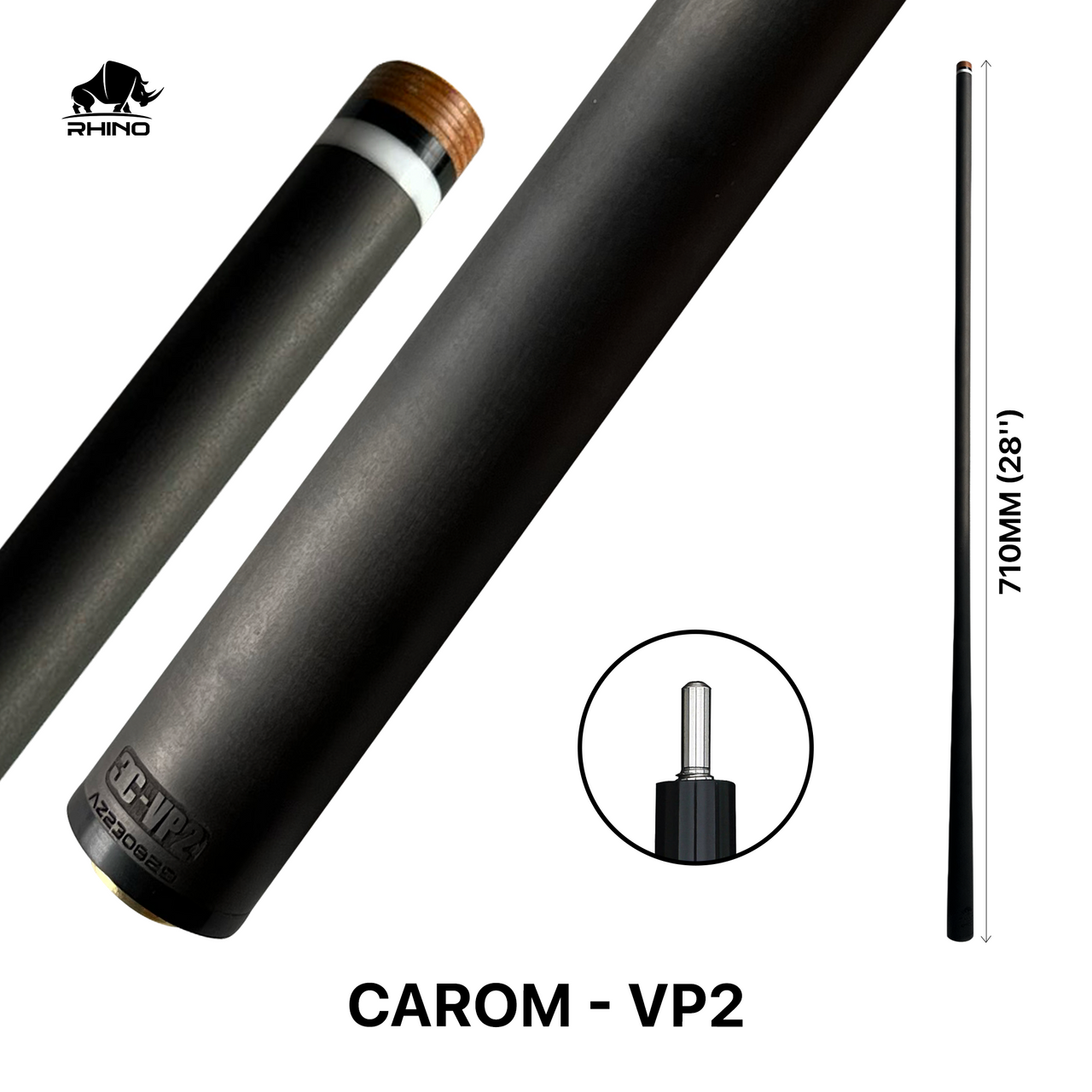 Rhino - 710mm (28'') / VP2 Carbon Carom Single Shaft 12mm – Rhino Billiards